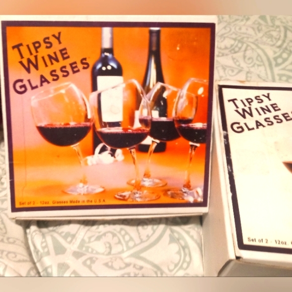 Source Unknown | Kitchen | Tipsy Wine Glasses Set Of Two | Poshmark